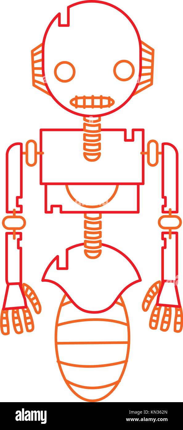 color line robot technology with machine body design Stock Vector Image ...
