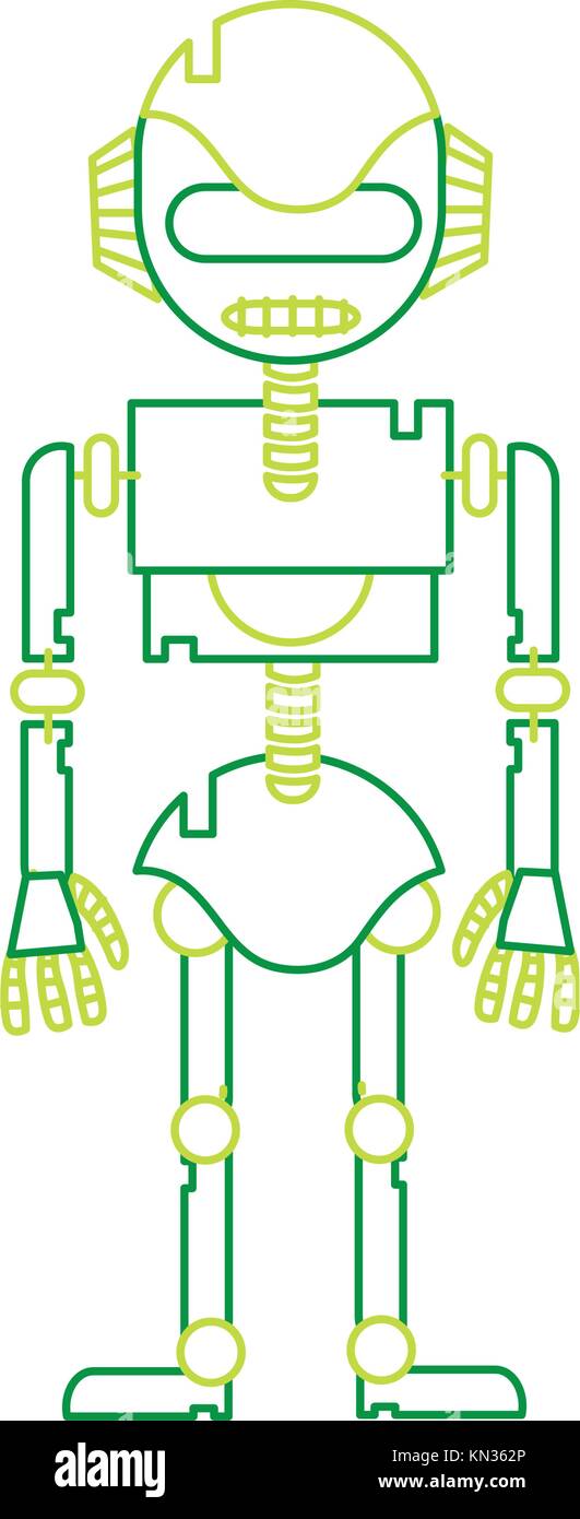 color line technology robot with robotic body design Stock Vector Image ...