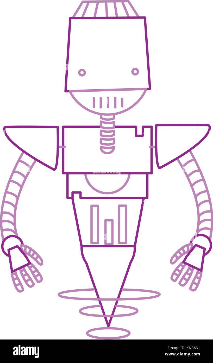 color line technology robot with machine robotic body Stock Vector ...