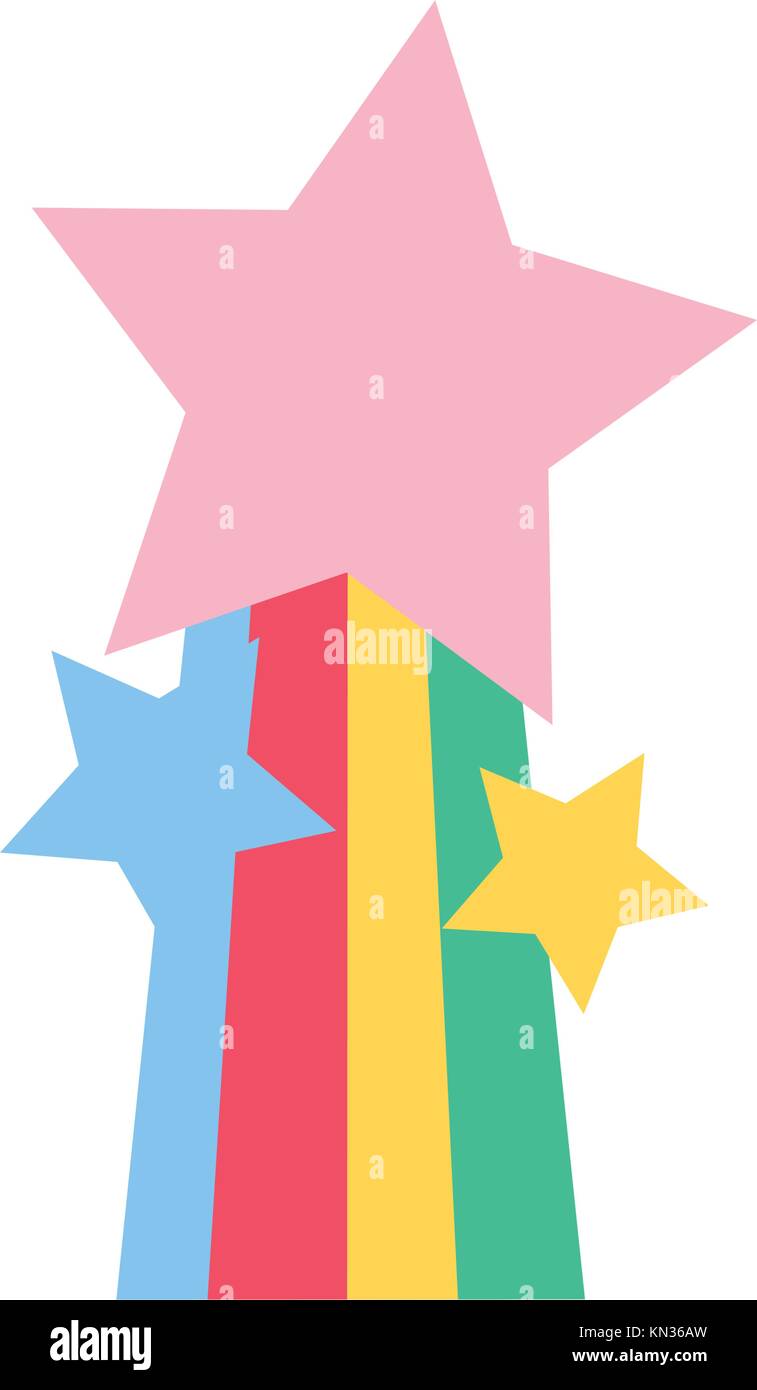 colorful shiny stars design with rainbow icon Stock Vector Image & Art ...
