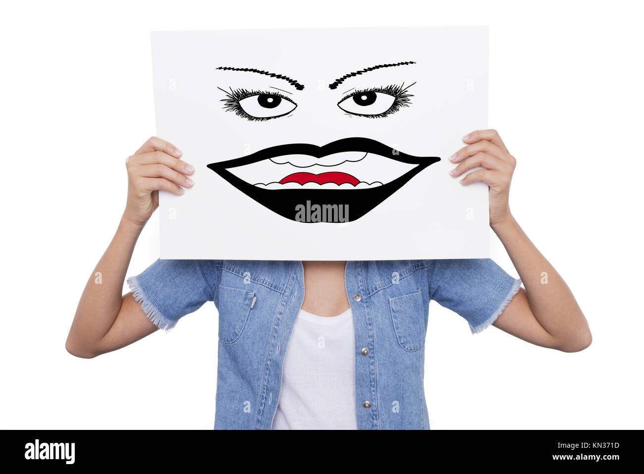 Beautiful woman hidden face hand hi-res stock photography and images ...