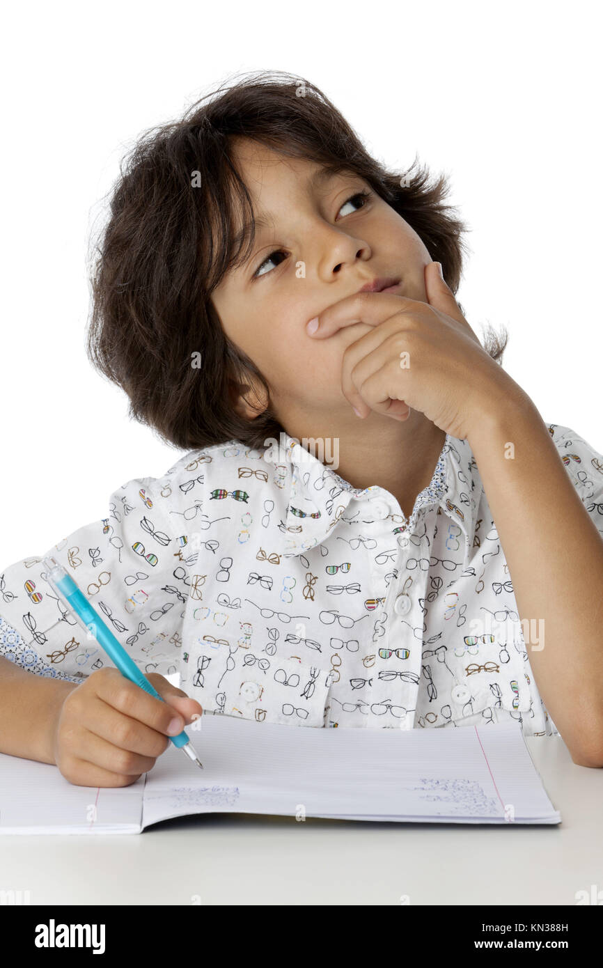 Kid thinking white background hi-res stock photography and images - Alamy