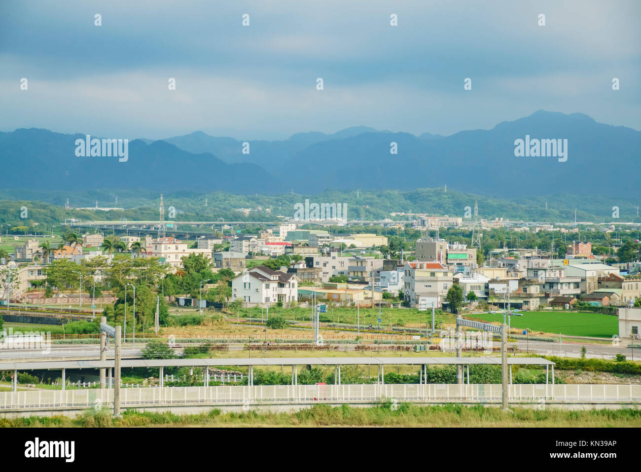 Rural scene around Miaoli high speed railway station at Taiwan Stock ...