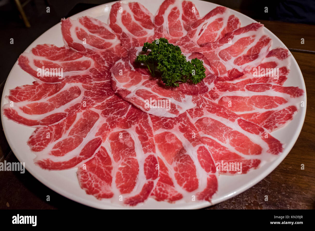 Raw meat roll prepare to be cooked in hot pot, Taiwan Stock Photo - Alamy