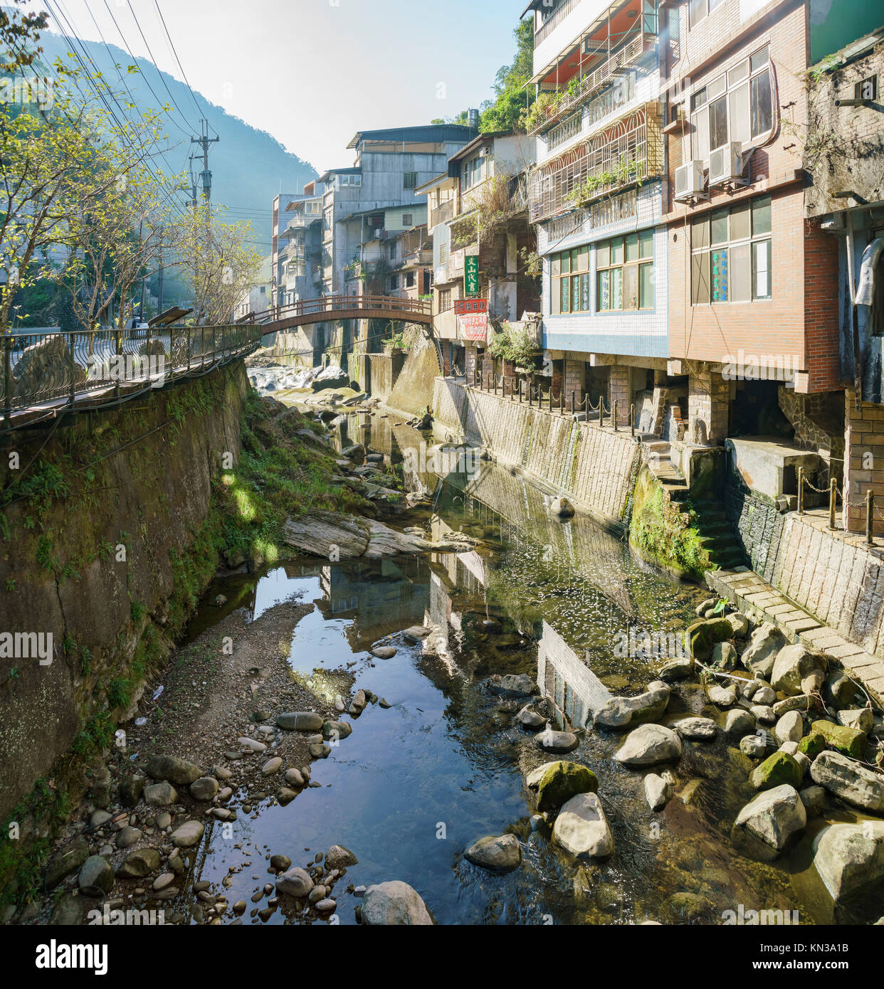 New Taipei City, AUG 10: The famous Shiding old street with river view ...