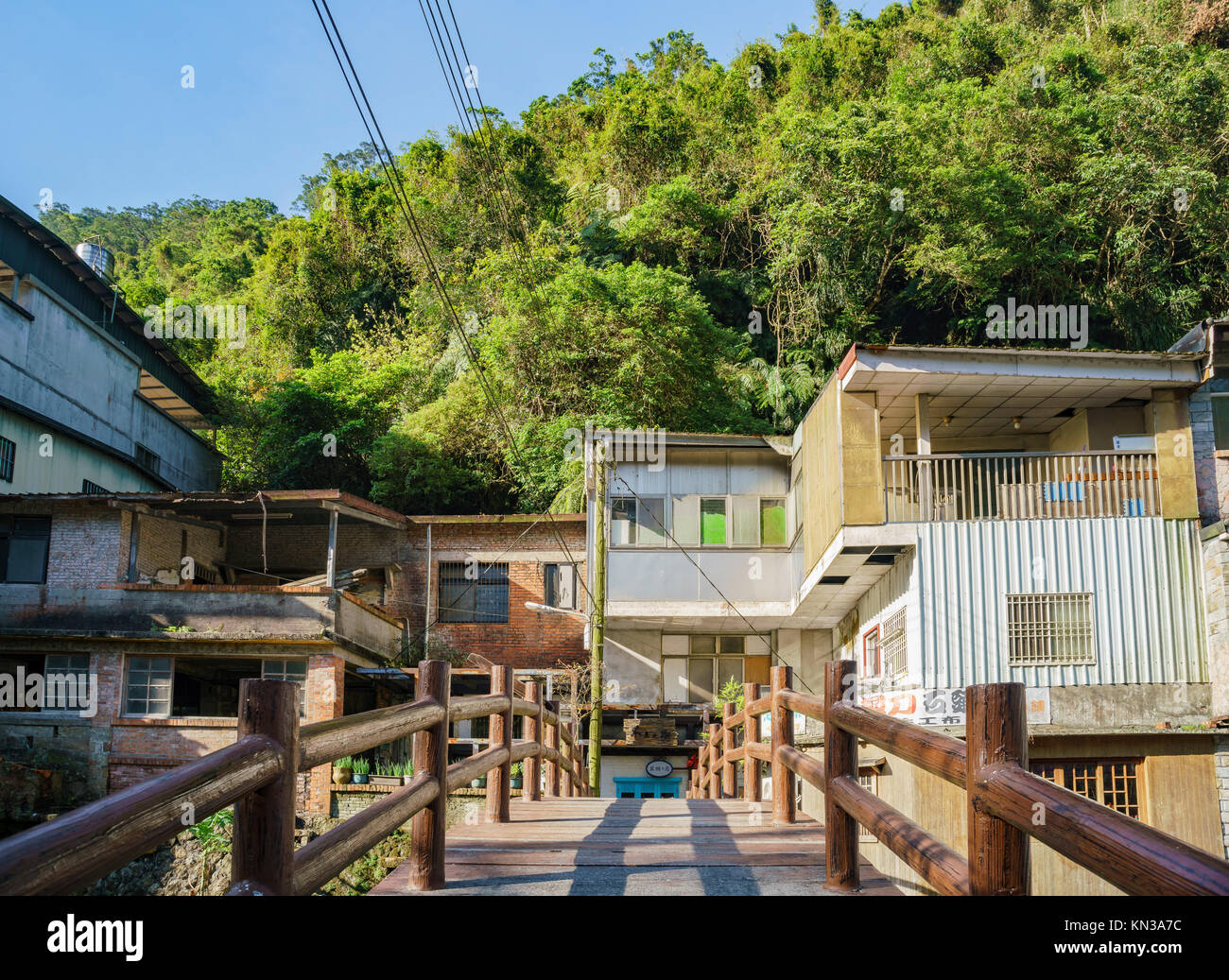 New Taipei City, AUG 10: The famous Shiding old street with river view ...