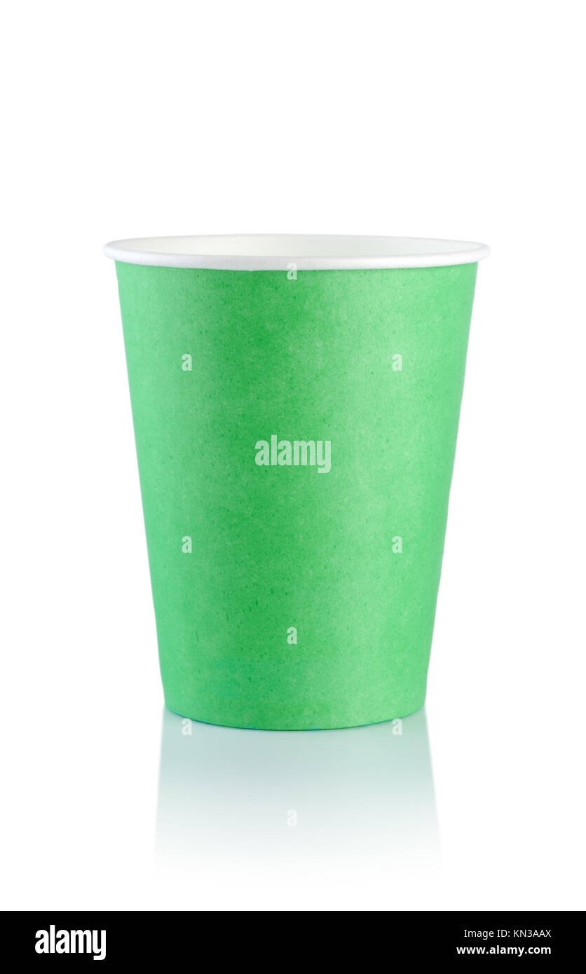 Green disposable cup isolated on a white background Stock Photo - Alamy