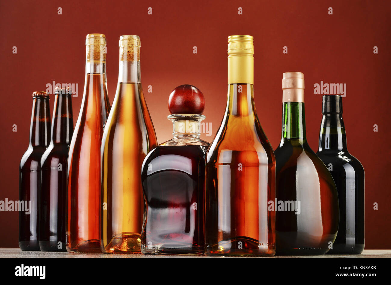 Bottles Of Assorted Alcoholic Beverages High Resolution Stock ...