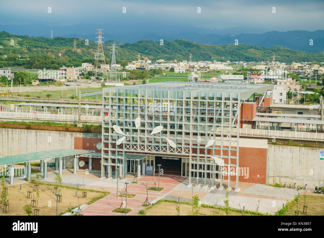 Miaoli, AUG 16: Rural scene around Miaoli high speed railway station on ...
