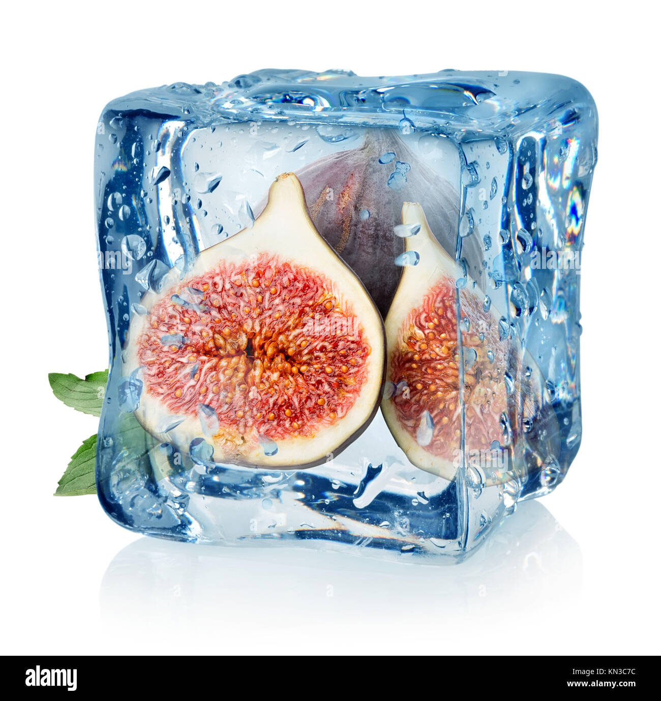 Sliced figs in ice cube isolated on a white background Stock Photo - Alamy