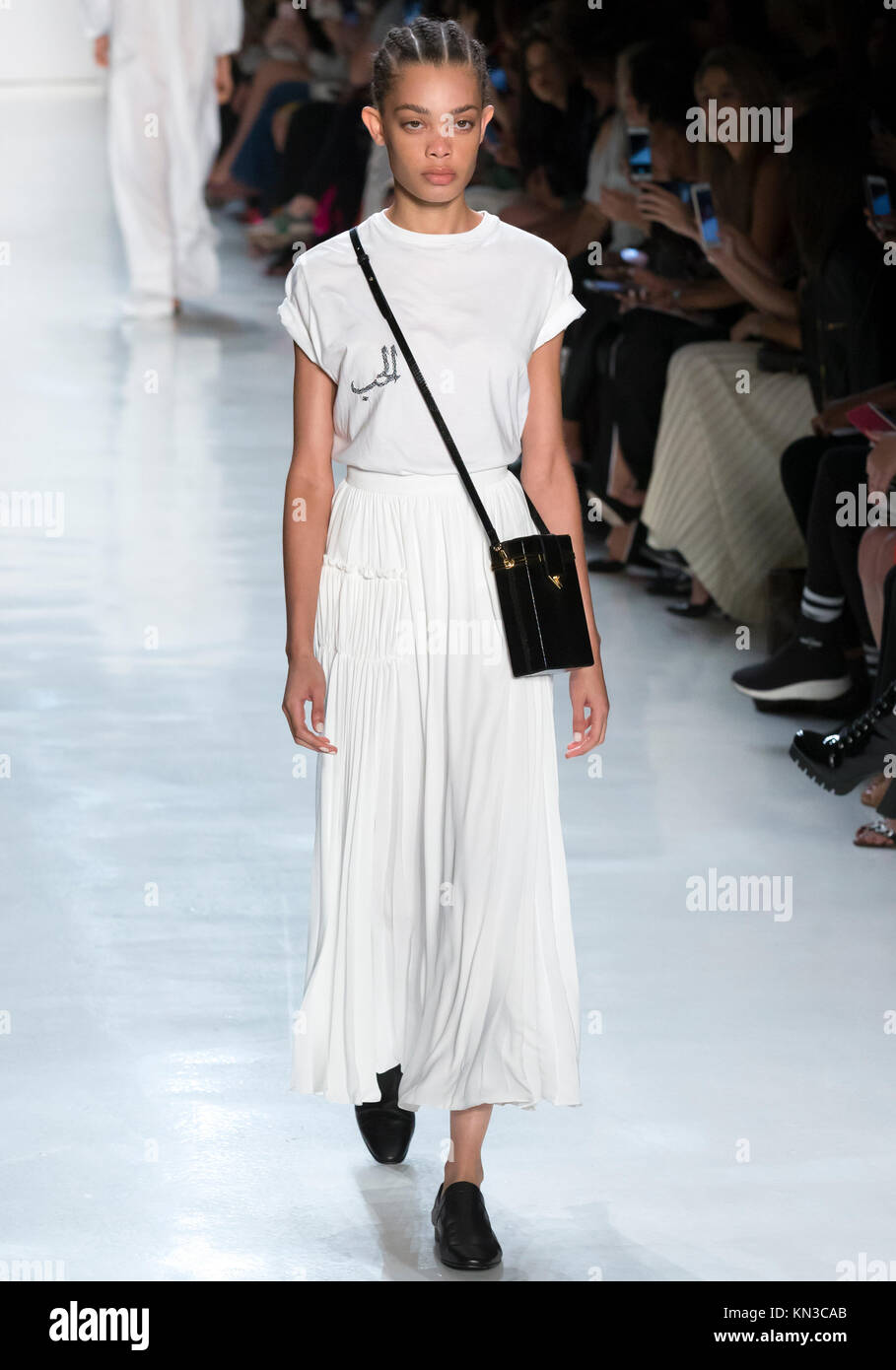 NEW YORK, NY - September 07, 2017: Selena Johnson walks the runway at ...