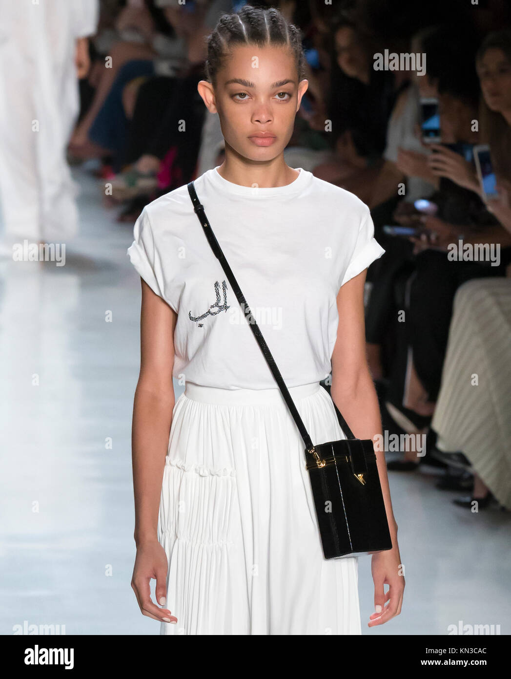 NEW YORK, NY - September 07, 2017: Selena Johnson walks the runway at ...