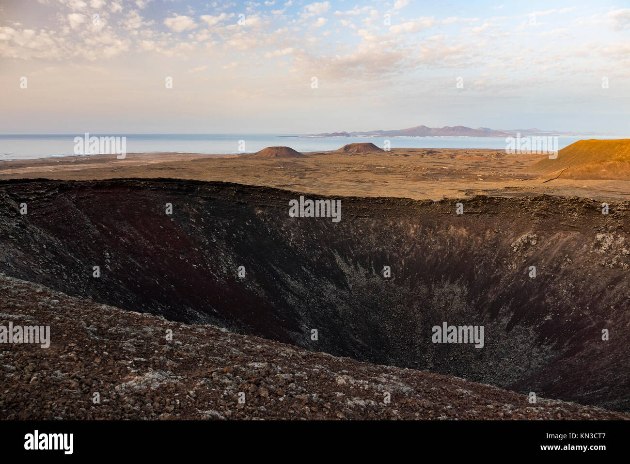 volcano peak at sunset,fuerteventura, canary islands Stock Photo - Alamy