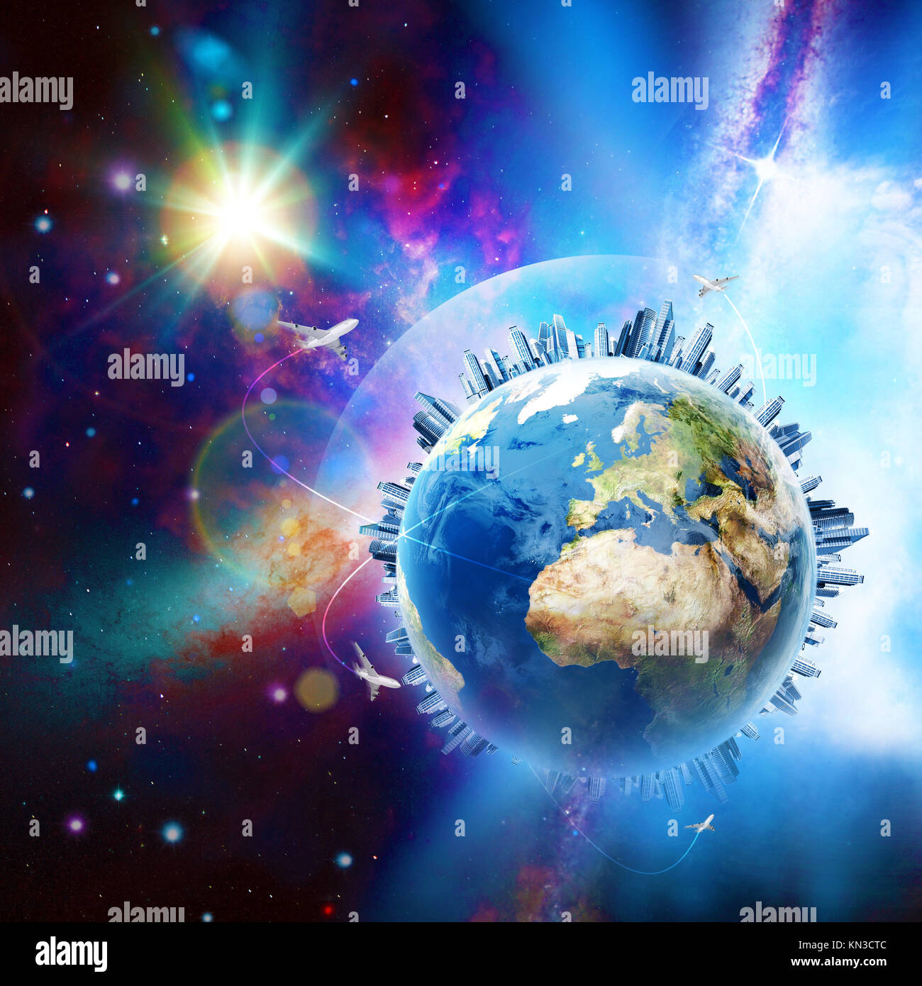 Global communications. Abstract technology and transportation ...