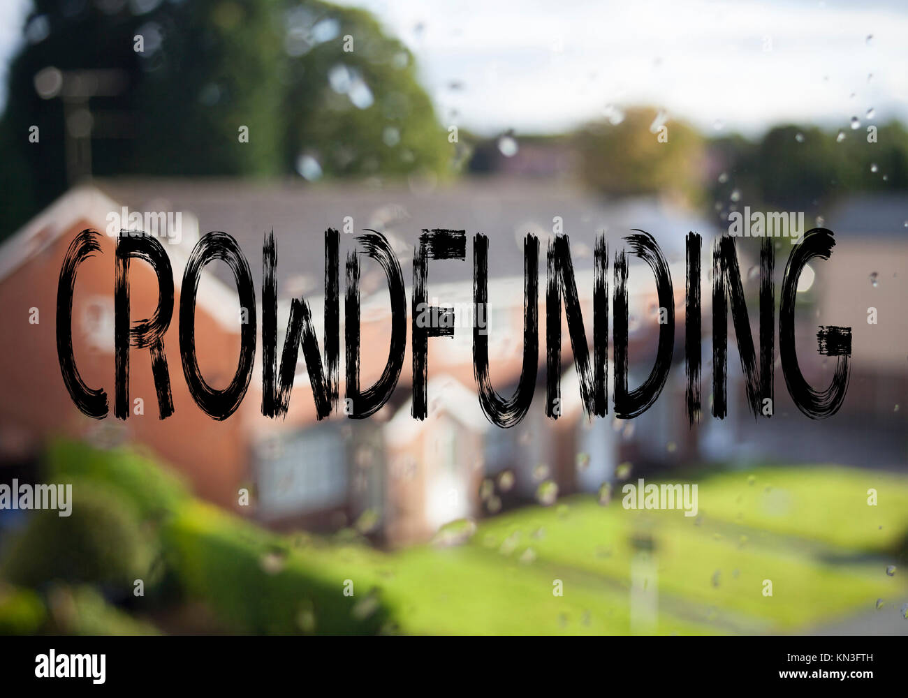 Announcement text caption showing Crowdfunding. Business concept for ...
