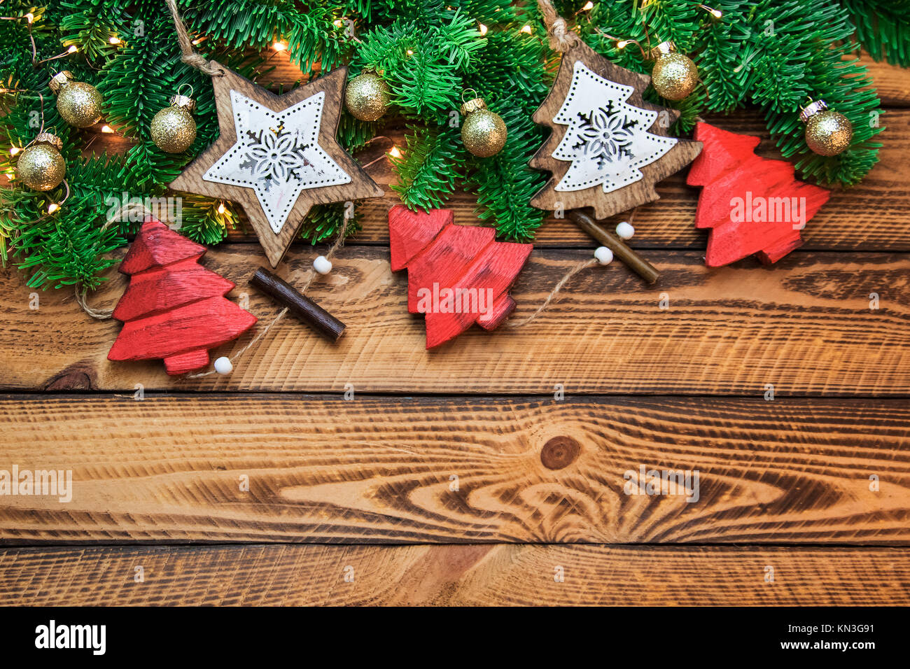 Green christmas background wooden hi-res stock photography and images ...