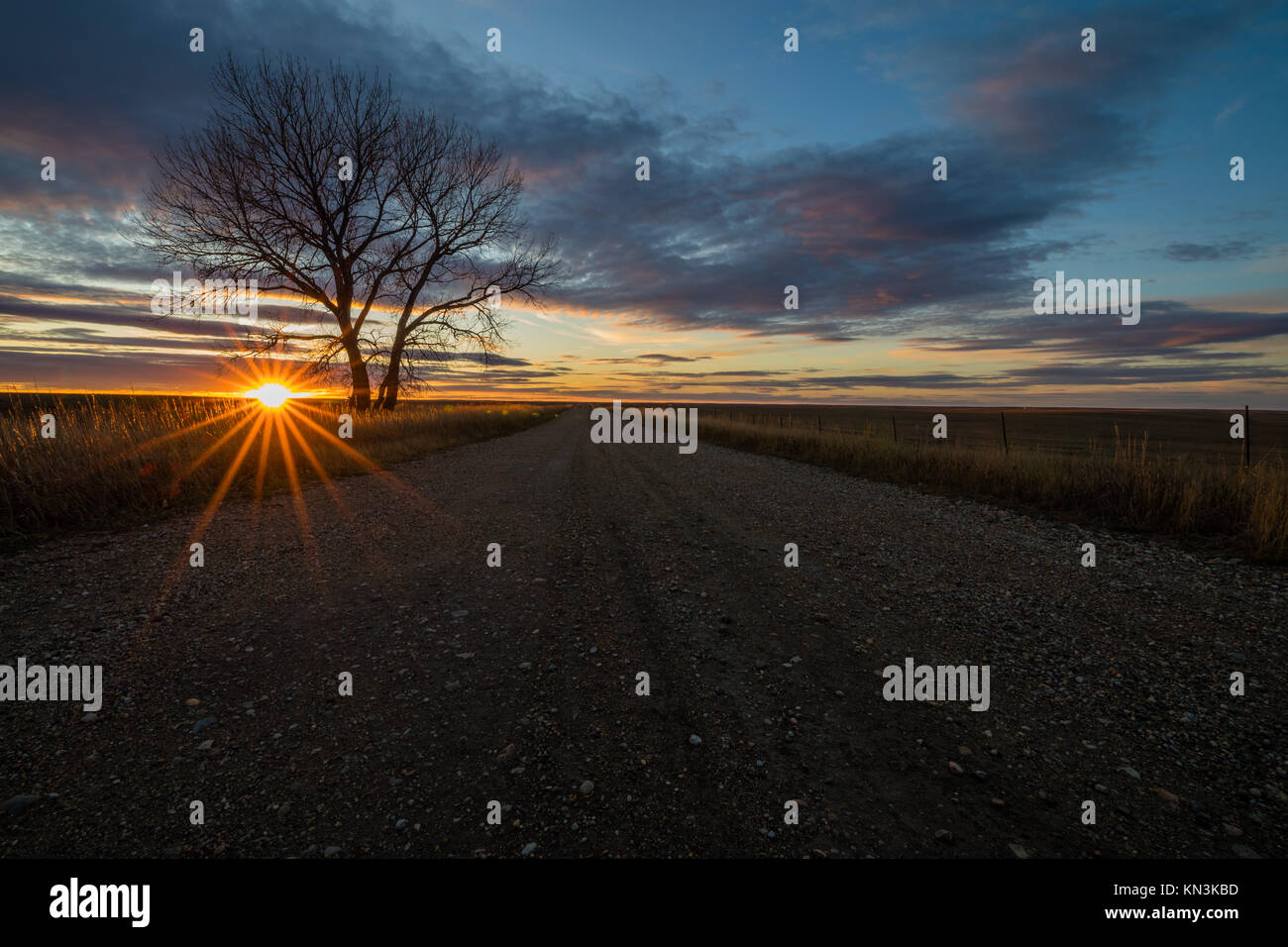 Sunset in rural America Stock Photo - Alamy