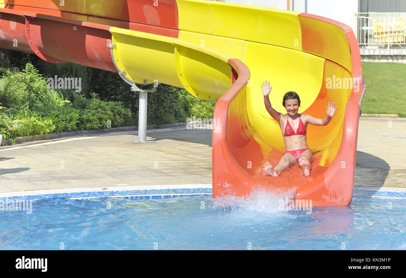 girl on waterslide Stock Photo - Alamy