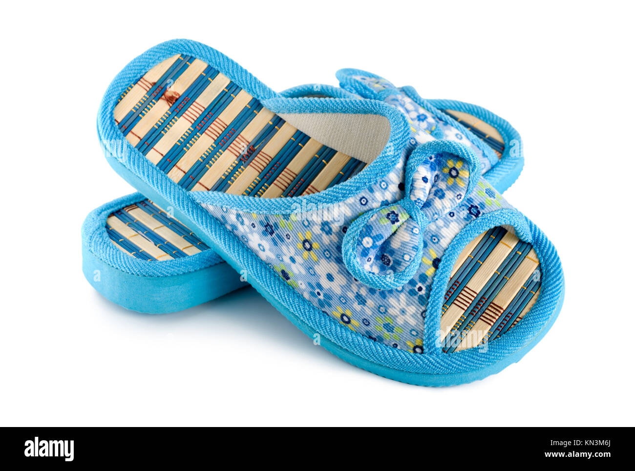 Blue slippers isolated on a white background Stock Photo - Alamy