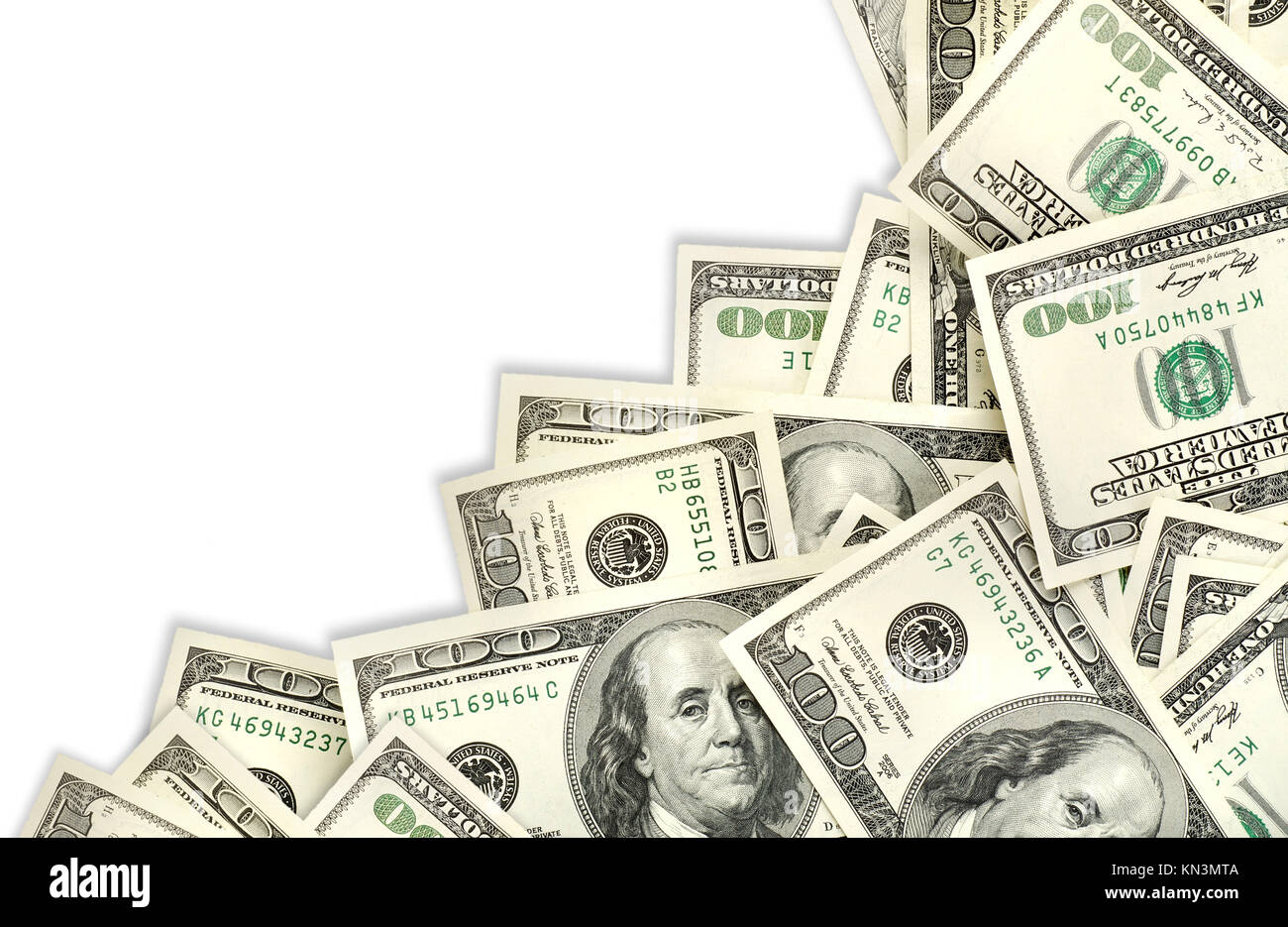 Collage of money isolated on a white background Stock Photo - Alamy