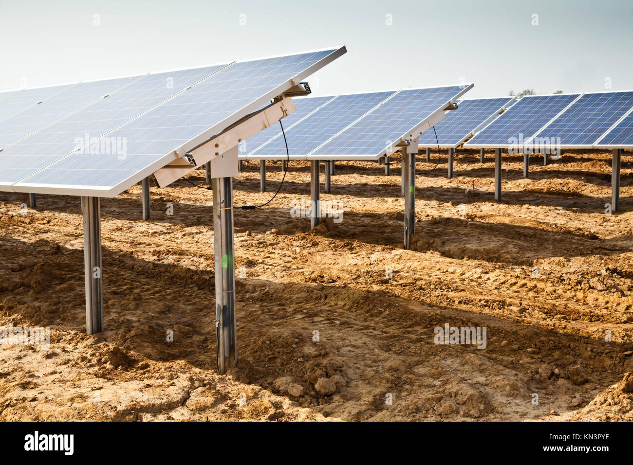 Works in progress in a solar panel plant Stock Photo - Alamy