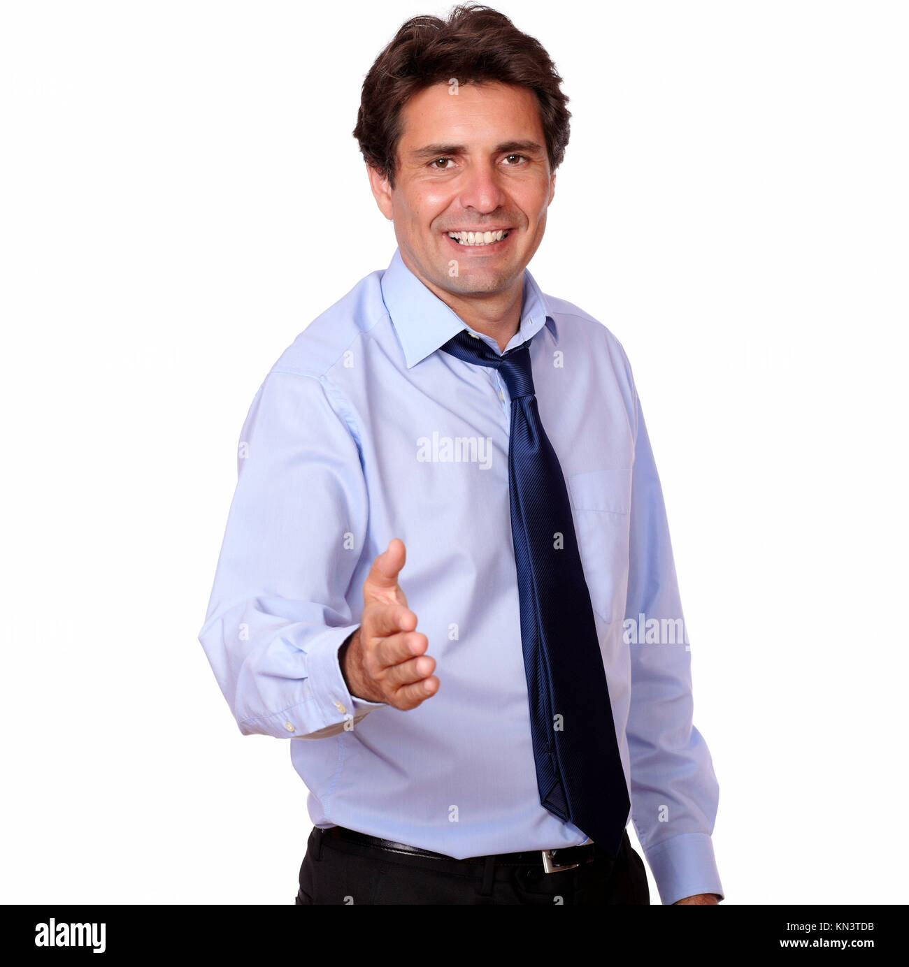 Smiling man white background handshake hi-res stock photography and ...