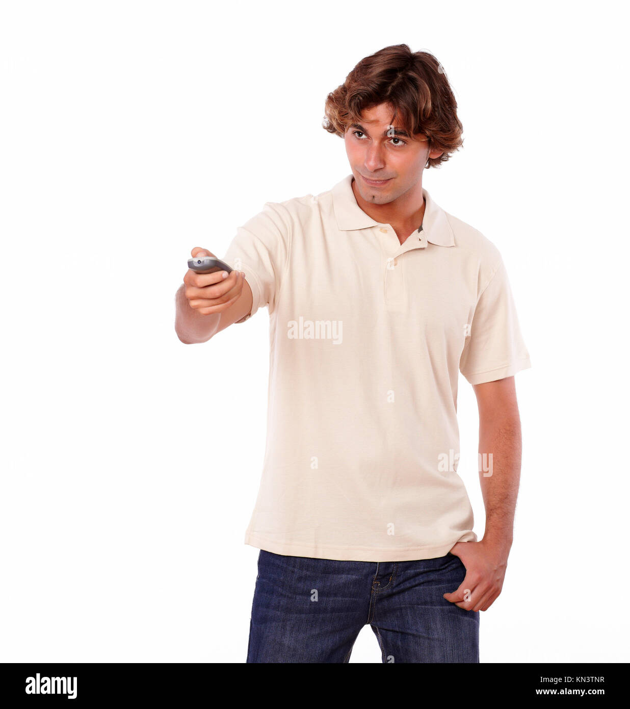 Remote control man pointing hi-res stock photography and images - Alamy