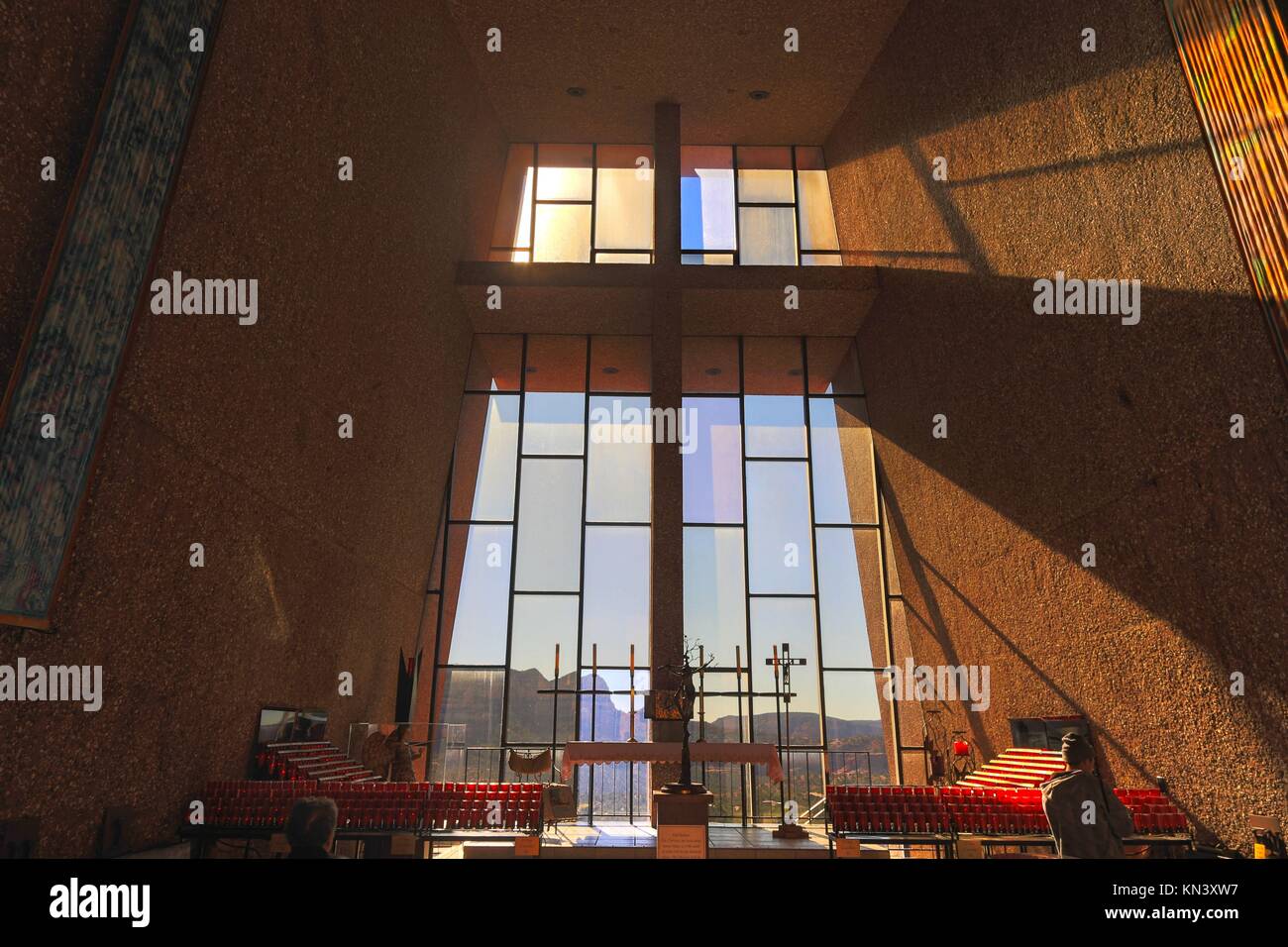 Large Window Inside Roman Catholic Chapel of Holy Cross in Sedona ...