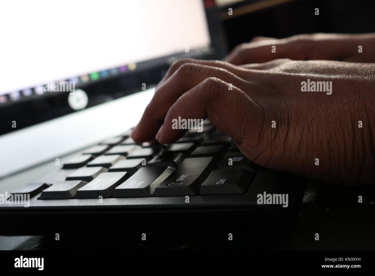 Hands of A Woman Typing on A Computer Stock Photo - Alamy
