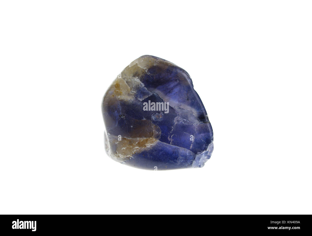 Cordierite/Iolite, precious stone on white background, studio isolated ...