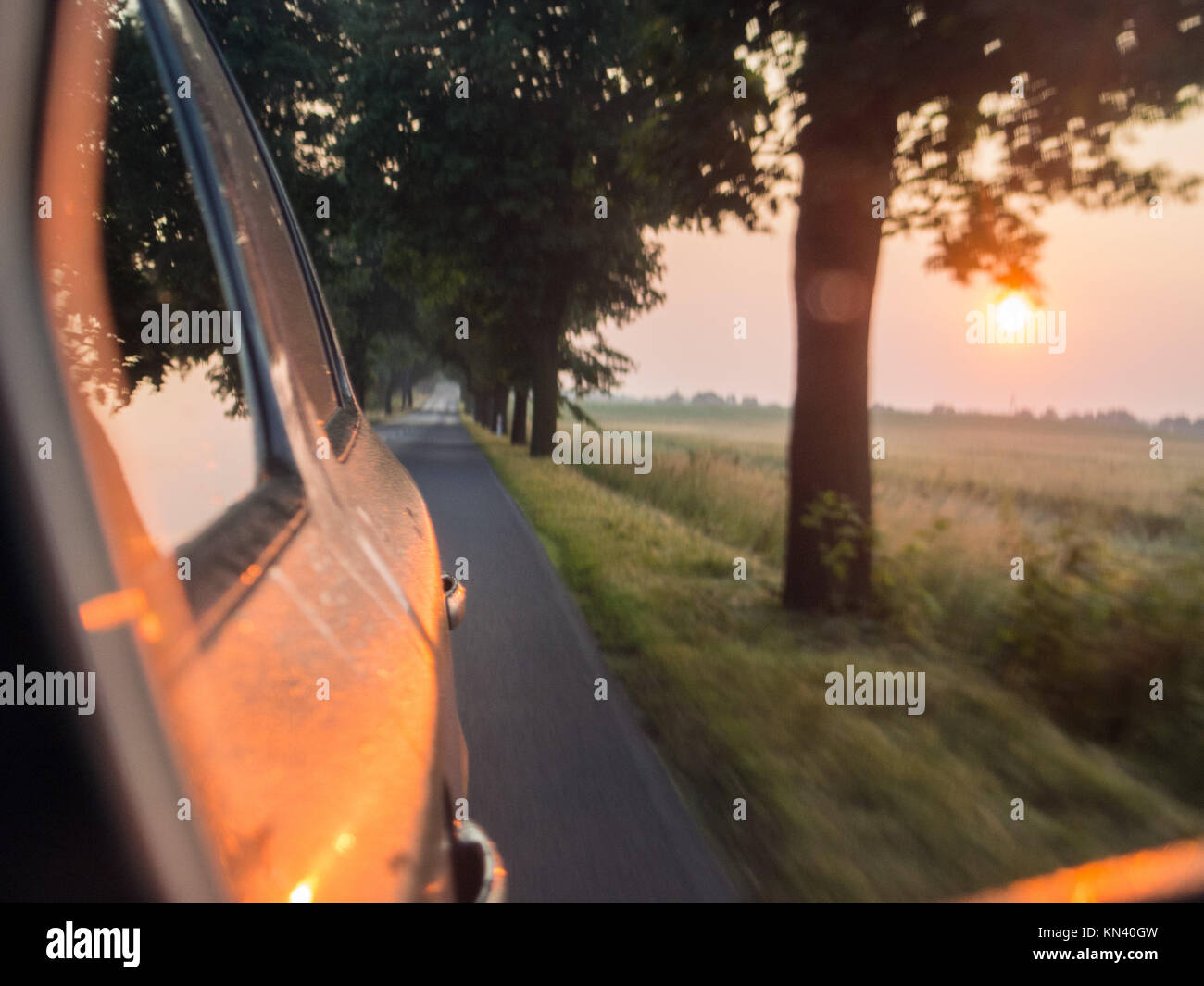 Early morning car ride just after sunrise Stock Photo - Alamy