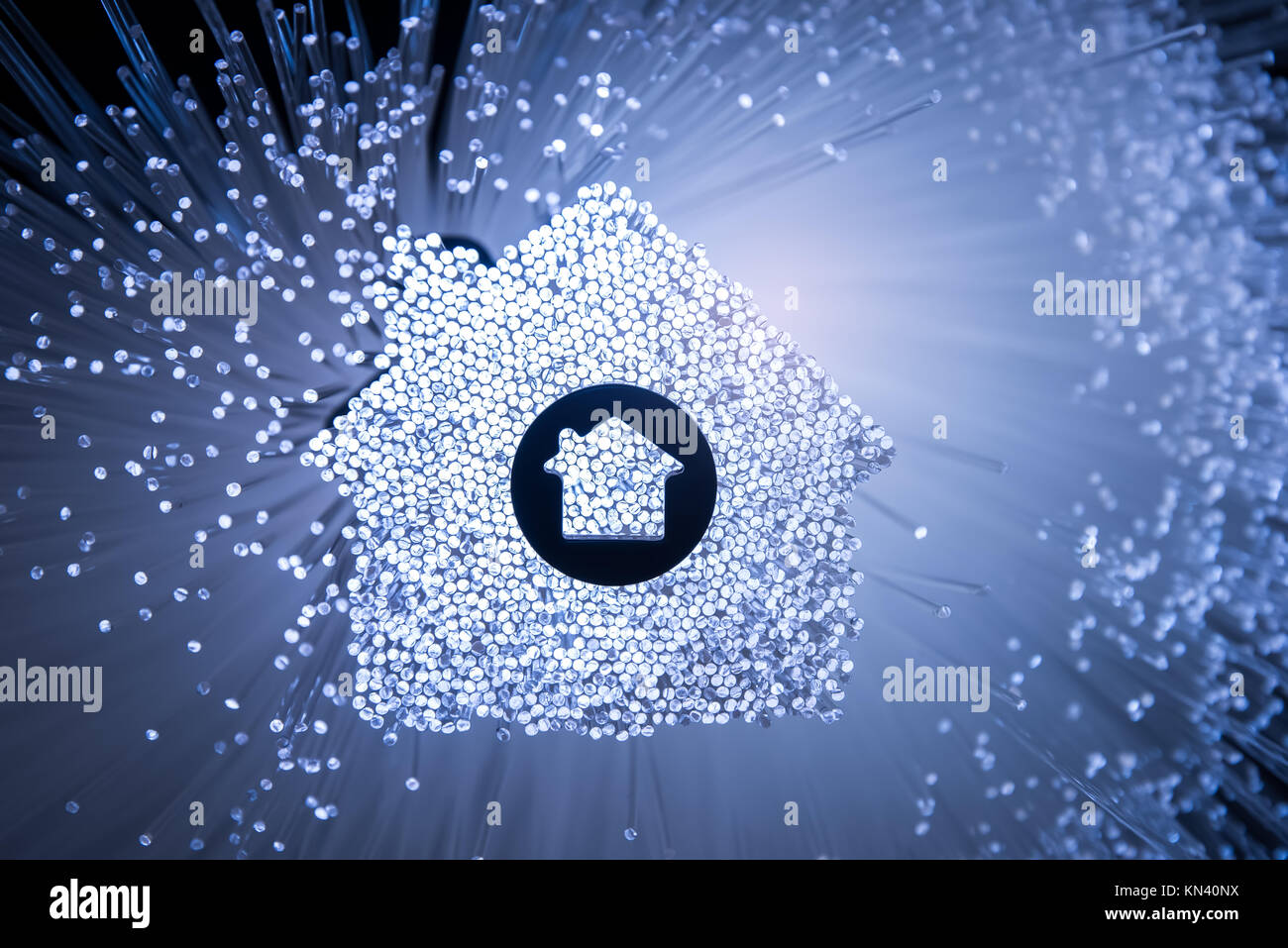 Smart House concept on fiber optic background Stock Photo - Alamy