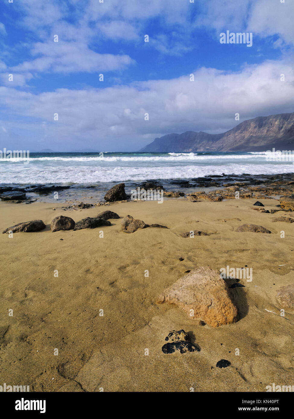 Caleta de Famara - small town with beautiful beach on the island ...