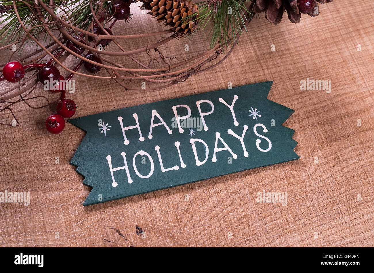 Save Download Preview happy Holiday written on wooden background Stock ...