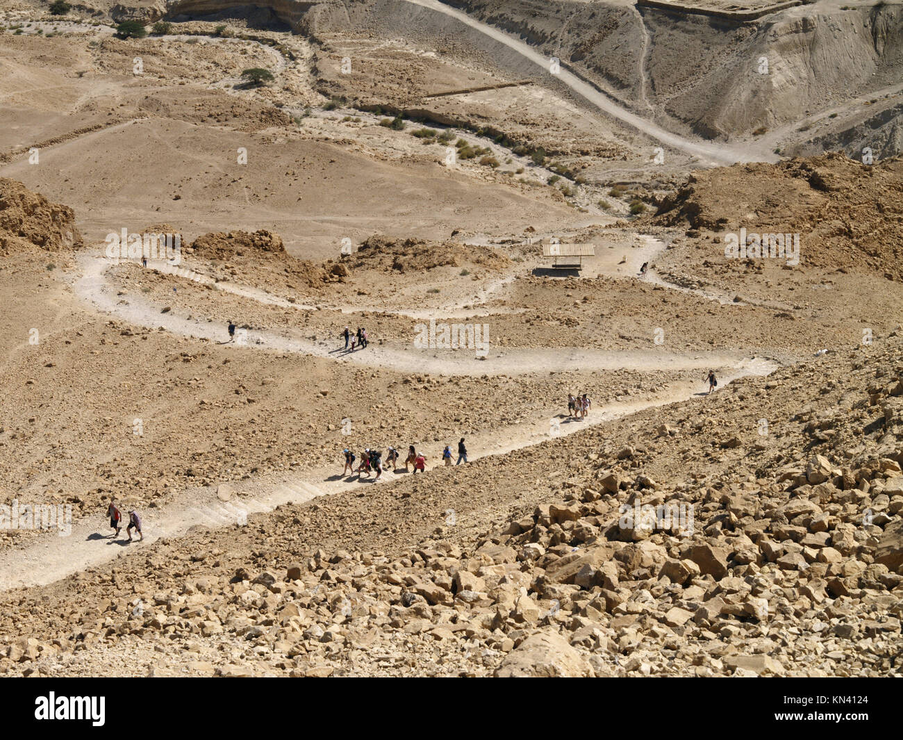 Snake path gaiong up the Masada - jewish fortress on the desert in ...