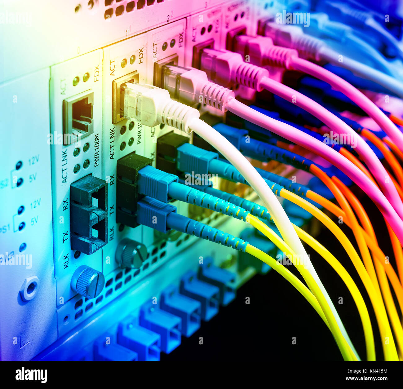 optical fibre information technology equipment in data center Stock ...
