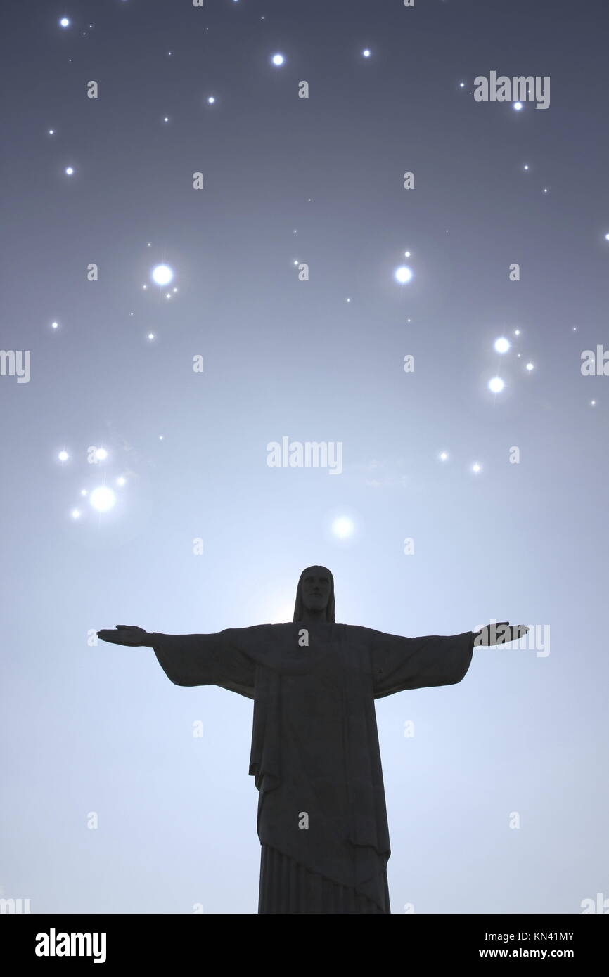 Stars over the Cristo Redentor in Rio de Janeiro, Brazil Stock Photo ...