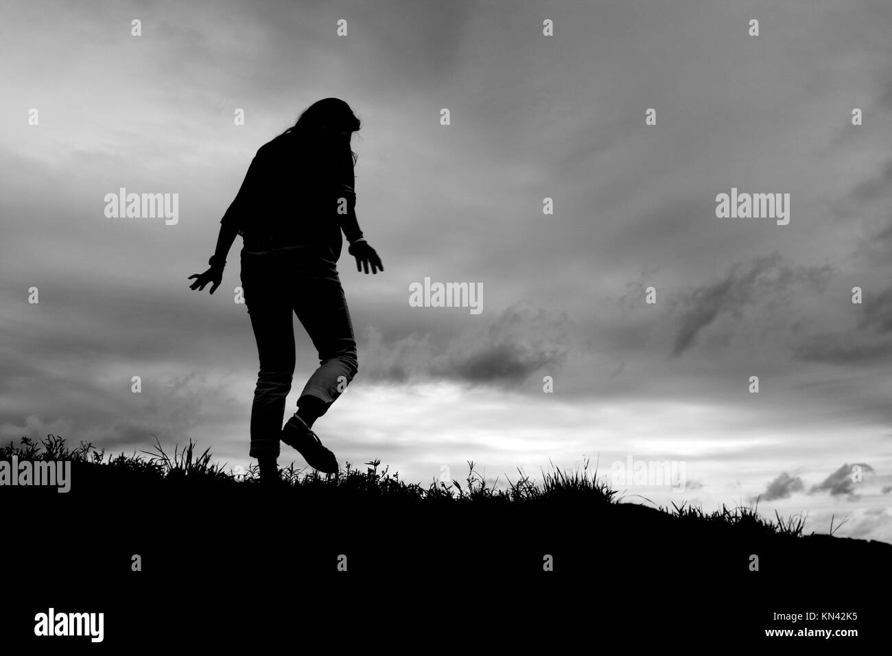 Black And White Girl Running Away