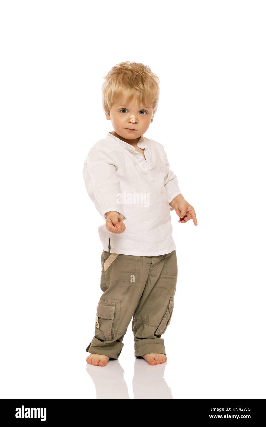 Full length portrait of a young boy. Isolated on white background Stock ...