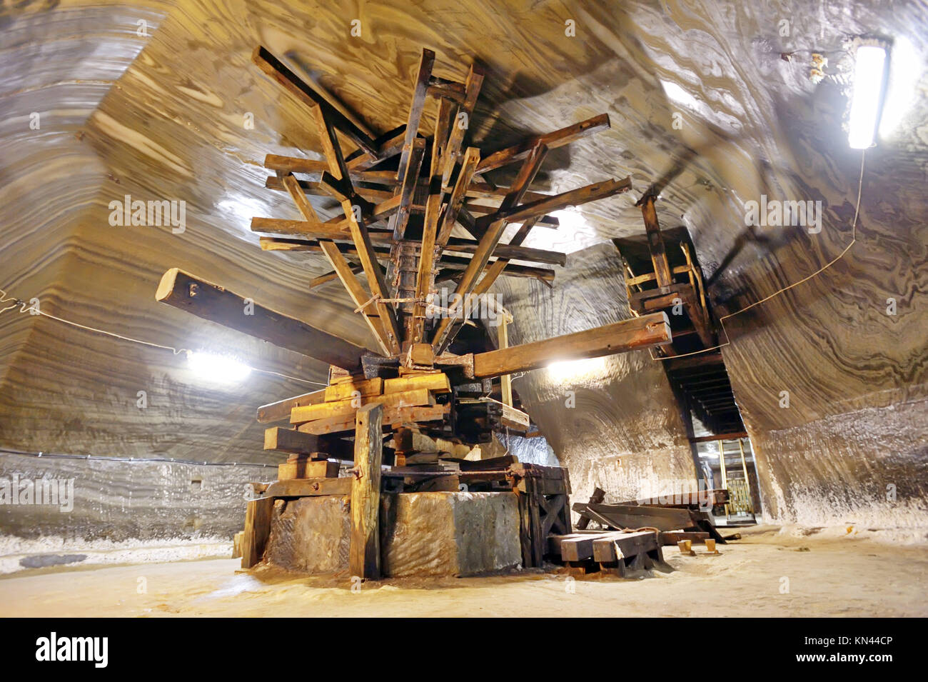 old extraction salt machine inside of salt mine Stock Photo - Alamy