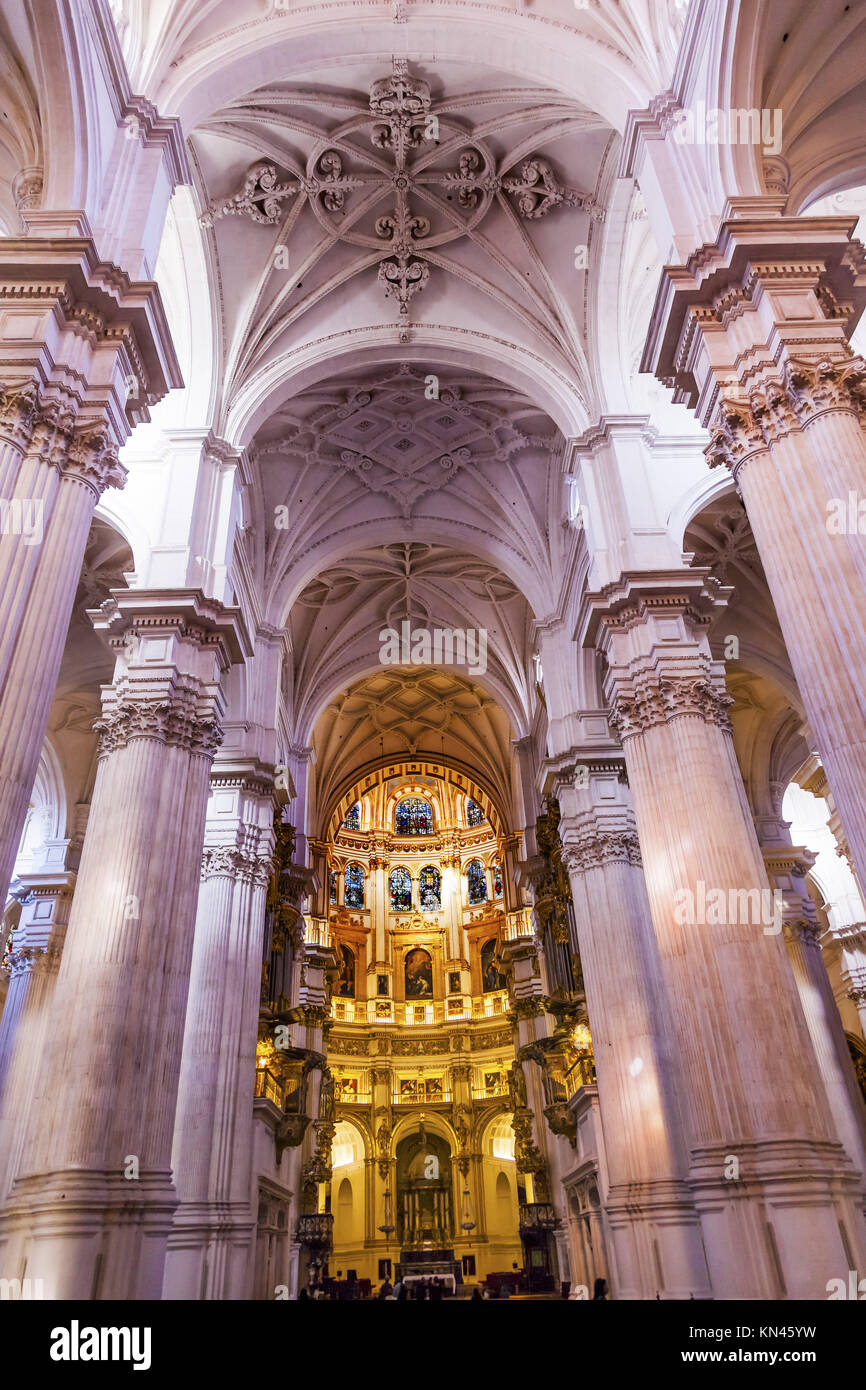 Basilica Stone Columns Stained Glass Cathedral Andalusia Granada Spain ...