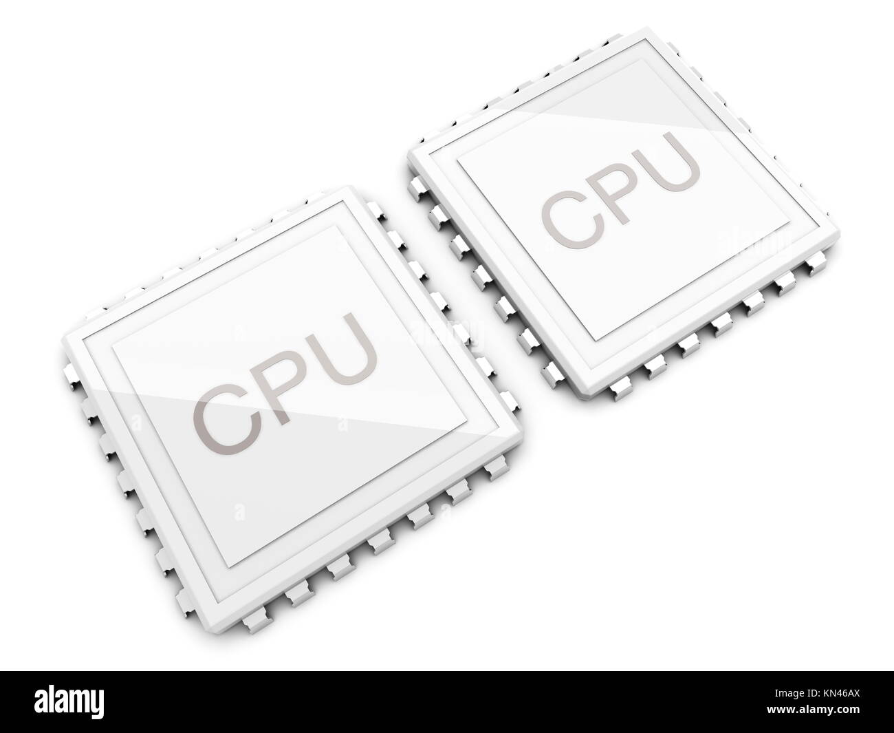 3D rendered Illustration. Two core CPU. Isolated on white Stock Photo ...