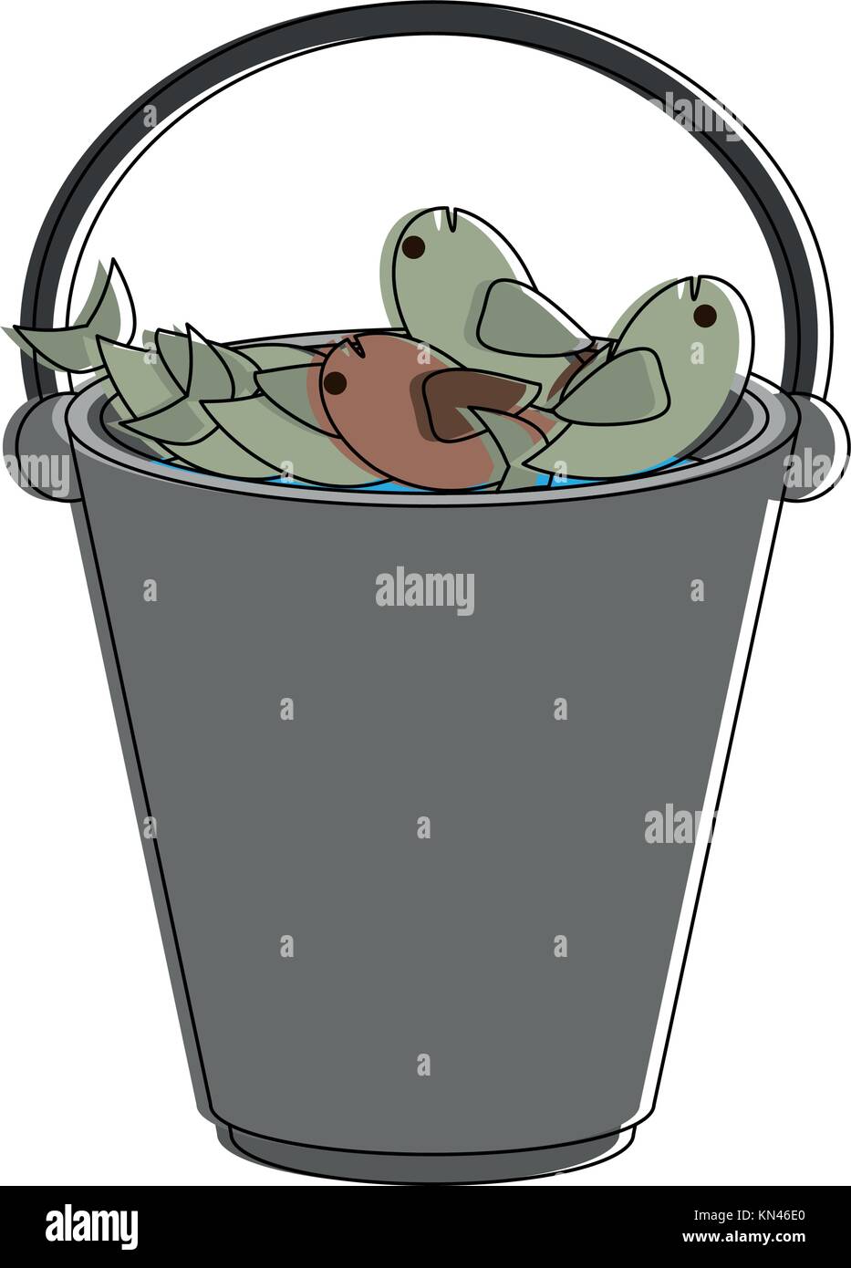 Fishes in bucket Stock Vector Image & Art - Alamy