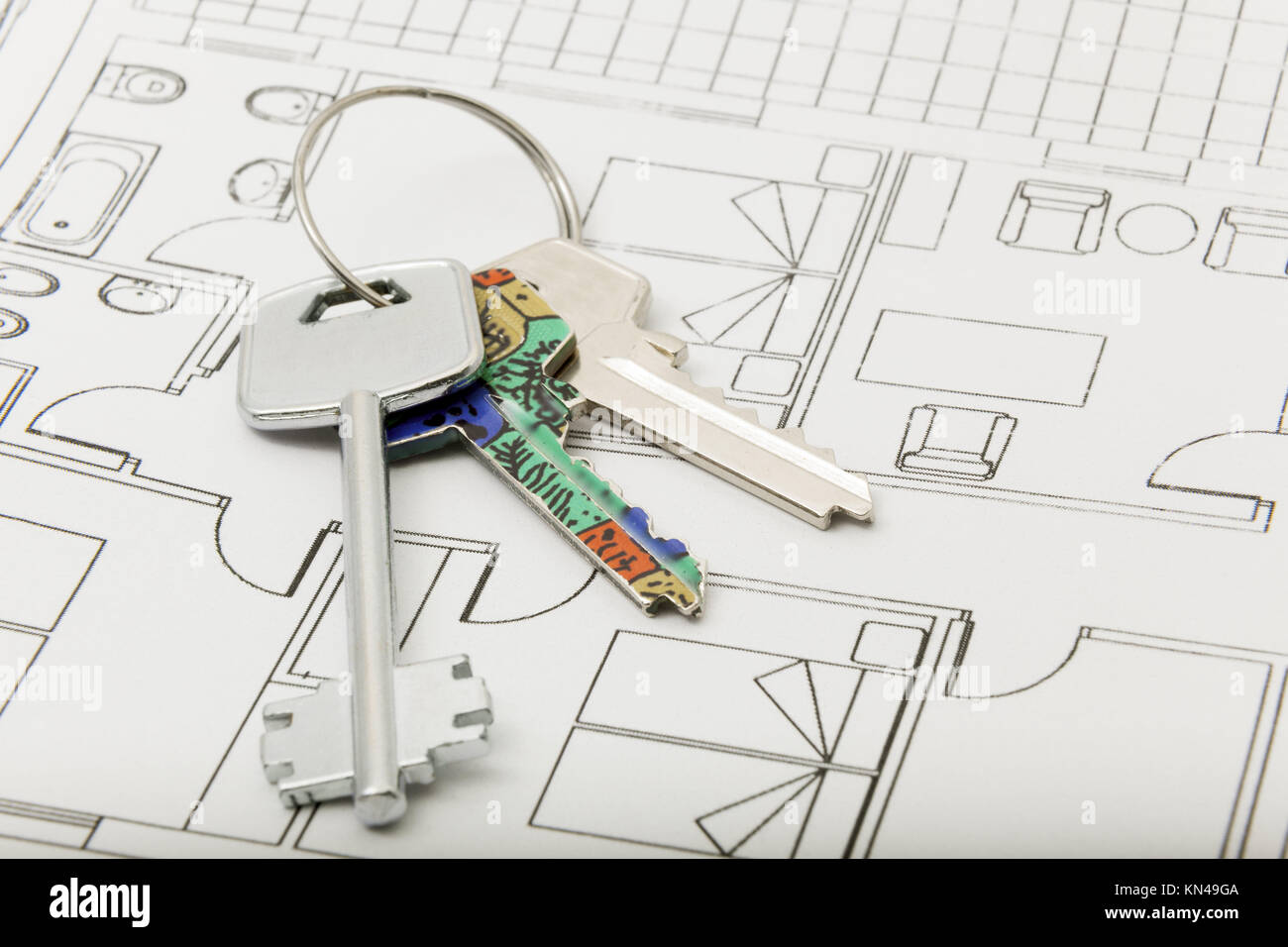 Three keys in white background Stock Photo - Alamy