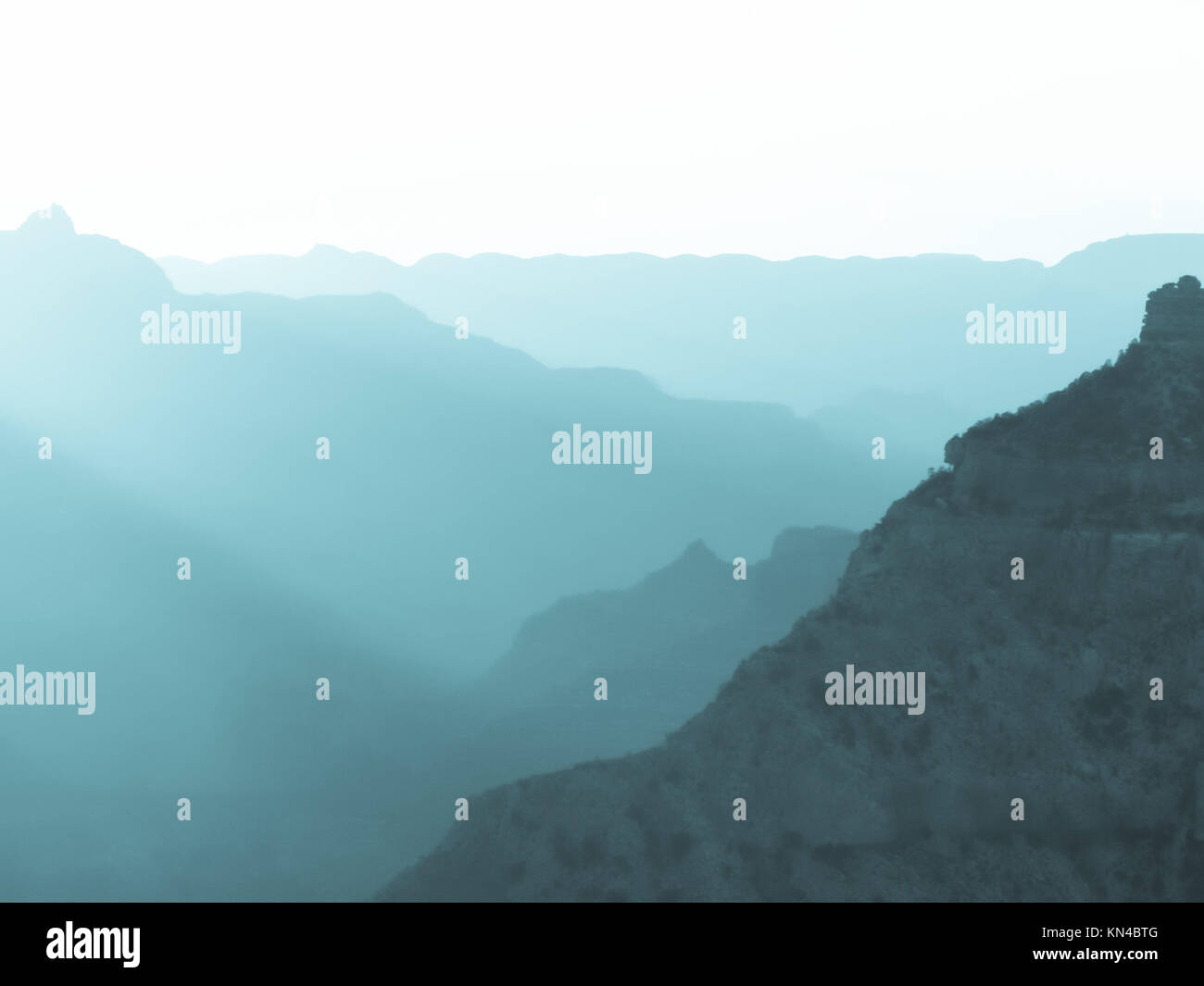 Abstract mountain fog. Mountains in blue fog. Grand Canyon, United ...