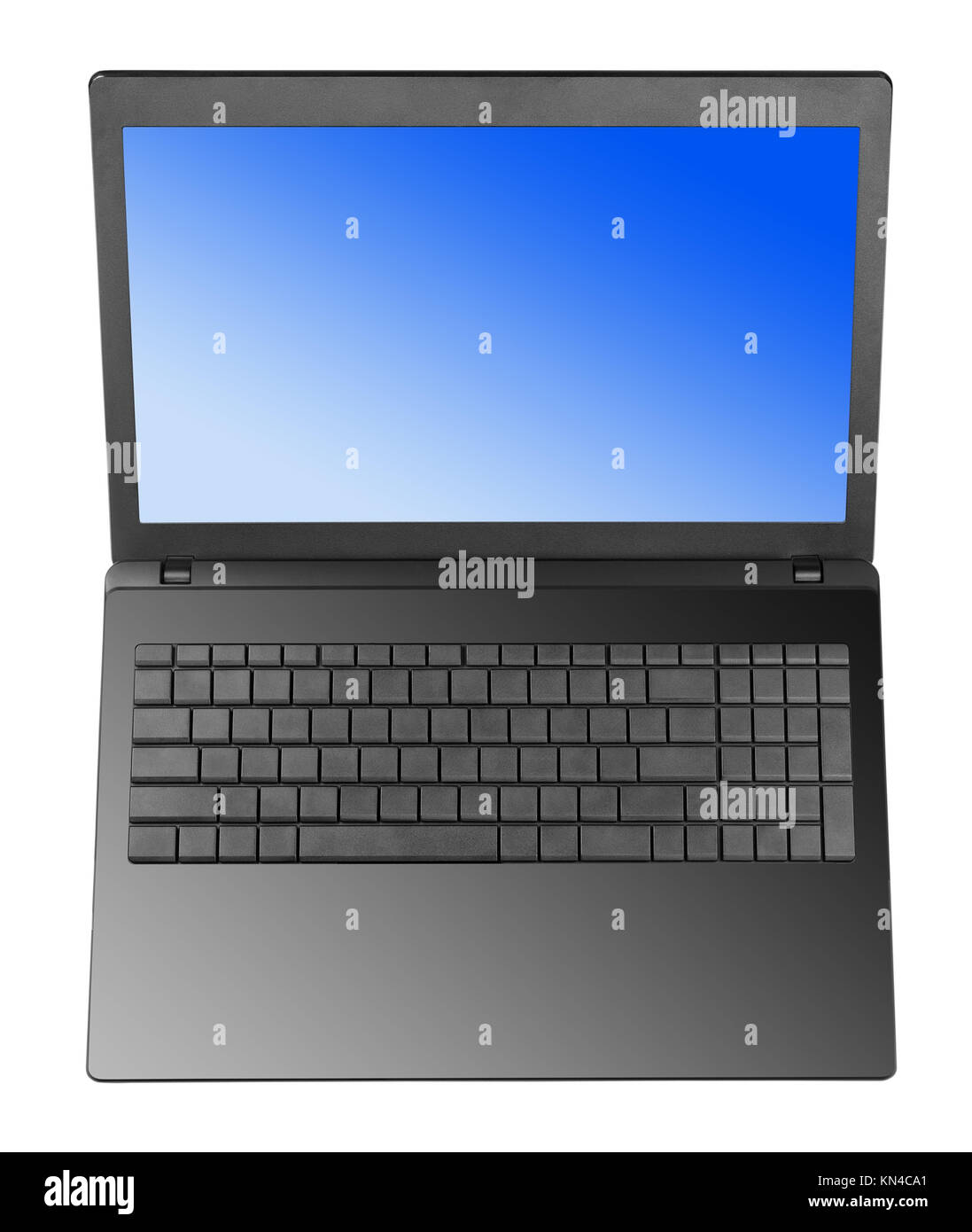 Black notebook with blue monitor isolated on white Stock Photo - Alamy