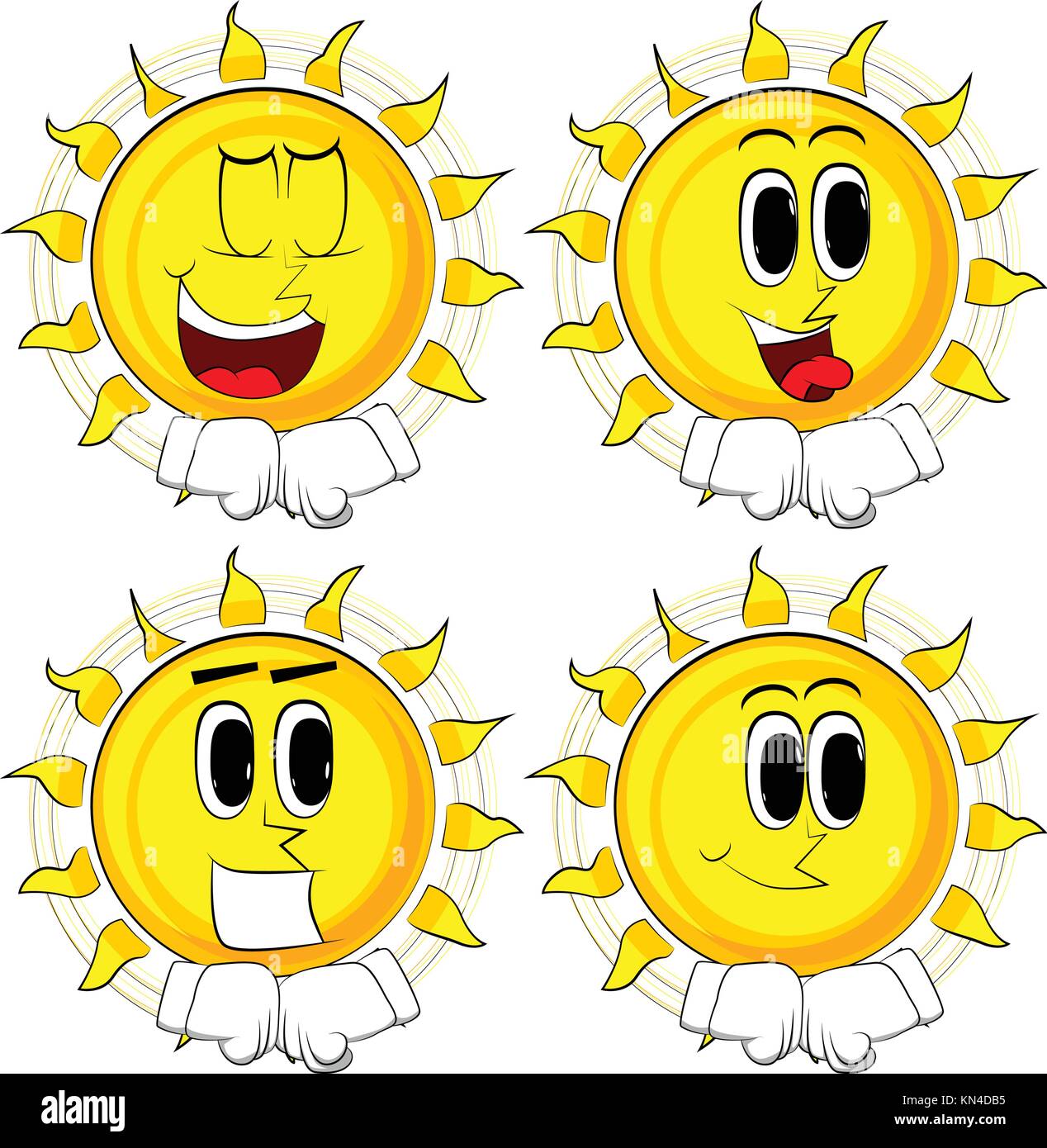 Cartoon sun hitting fists together before a fight. Collection with ...