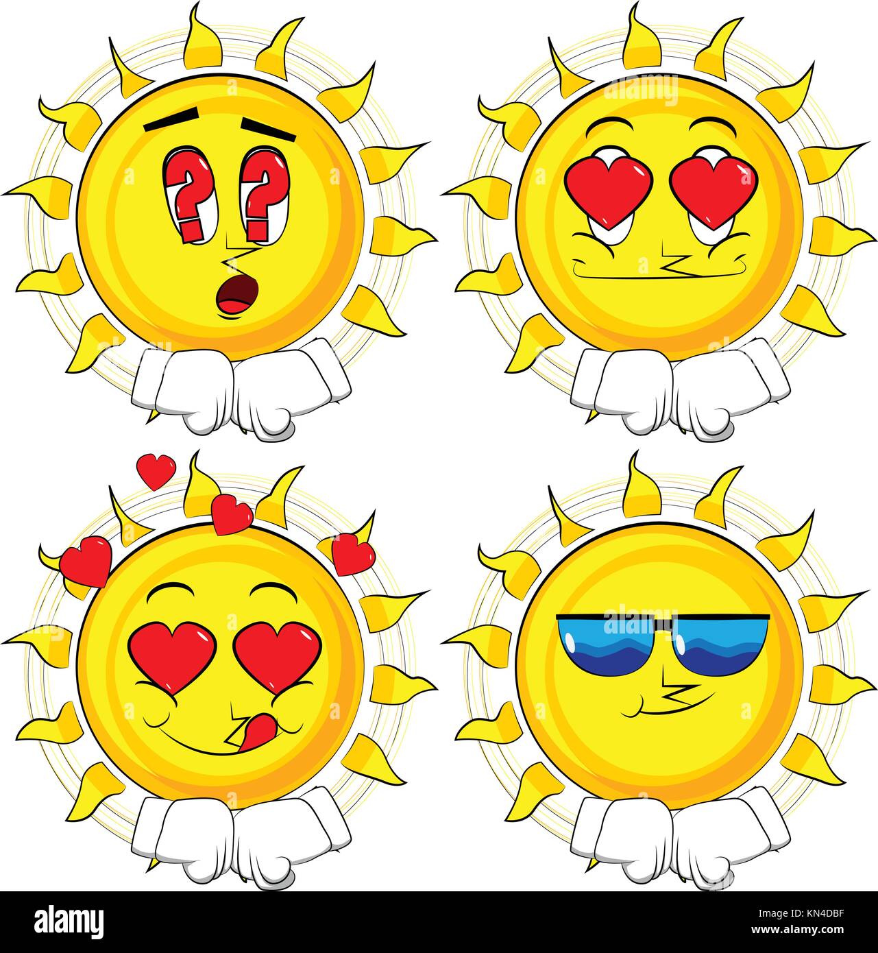 Cartoon sun hitting fists together before a fight. Collection with ...