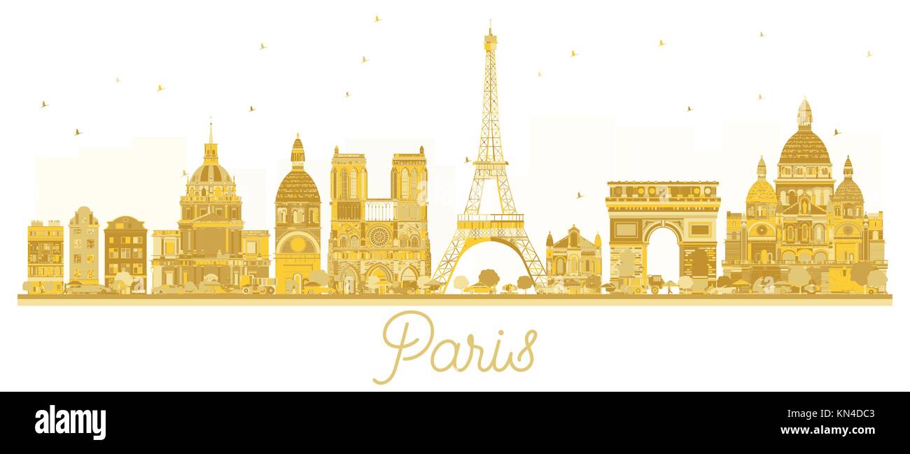 Paris City skyline golden silhouette. Vector illustration. Business ...