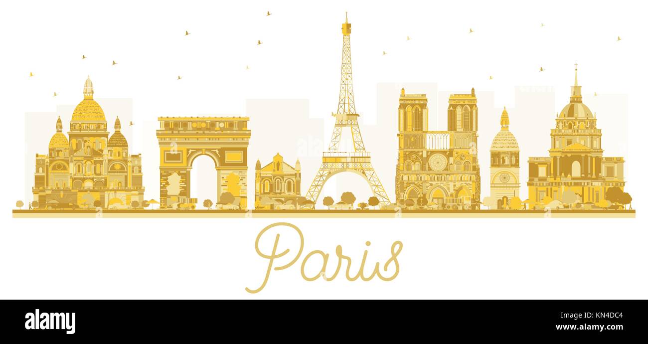 Paris City skyline golden silhouette. Vector illustration. Business ...